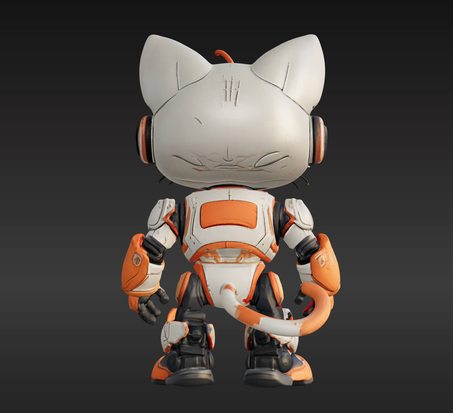 3D Model of Cute Robo Cat Animated and Printable 3D Print by azekapeka