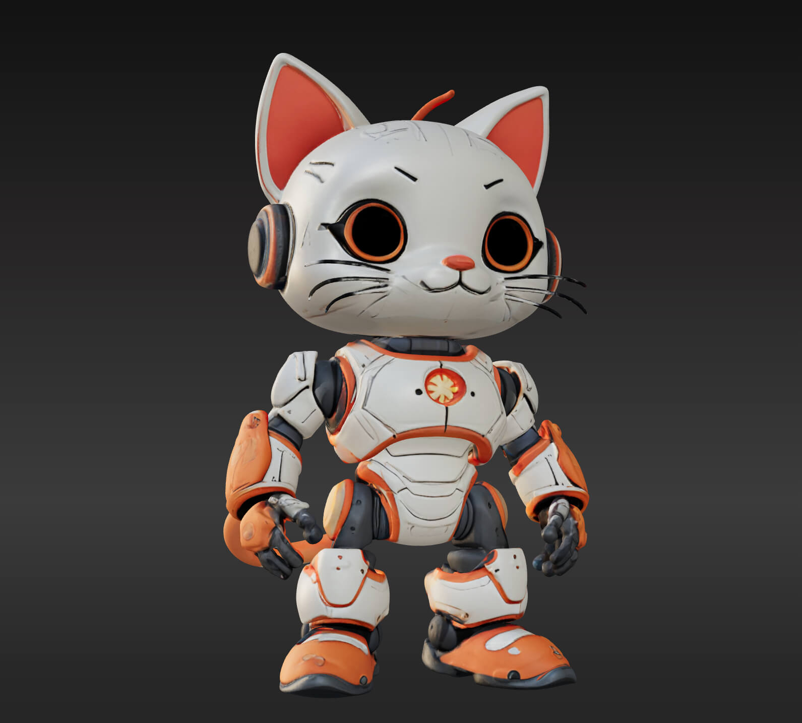 3D Model of Cute Robo Cat Animated and Printable 3D Print by azekapeka