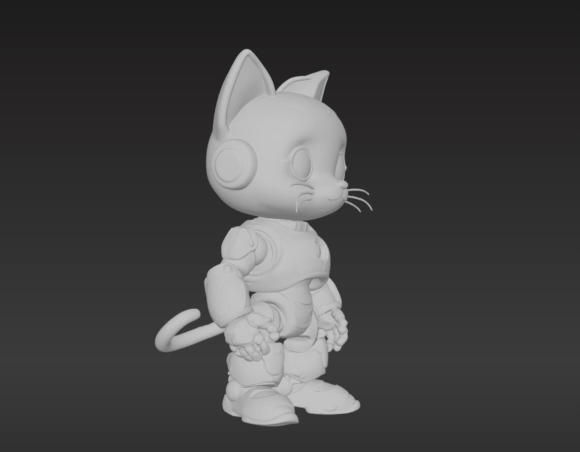 3D Model of Cute Robo Cat Animated and Printable 3D Print by azekapeka