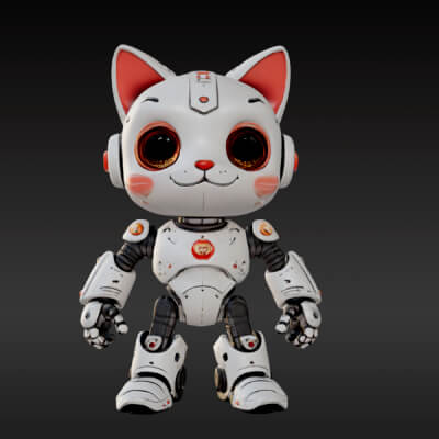 3D Model of Cute Robo Cat Animated and Printable 3D Print by azekapeka