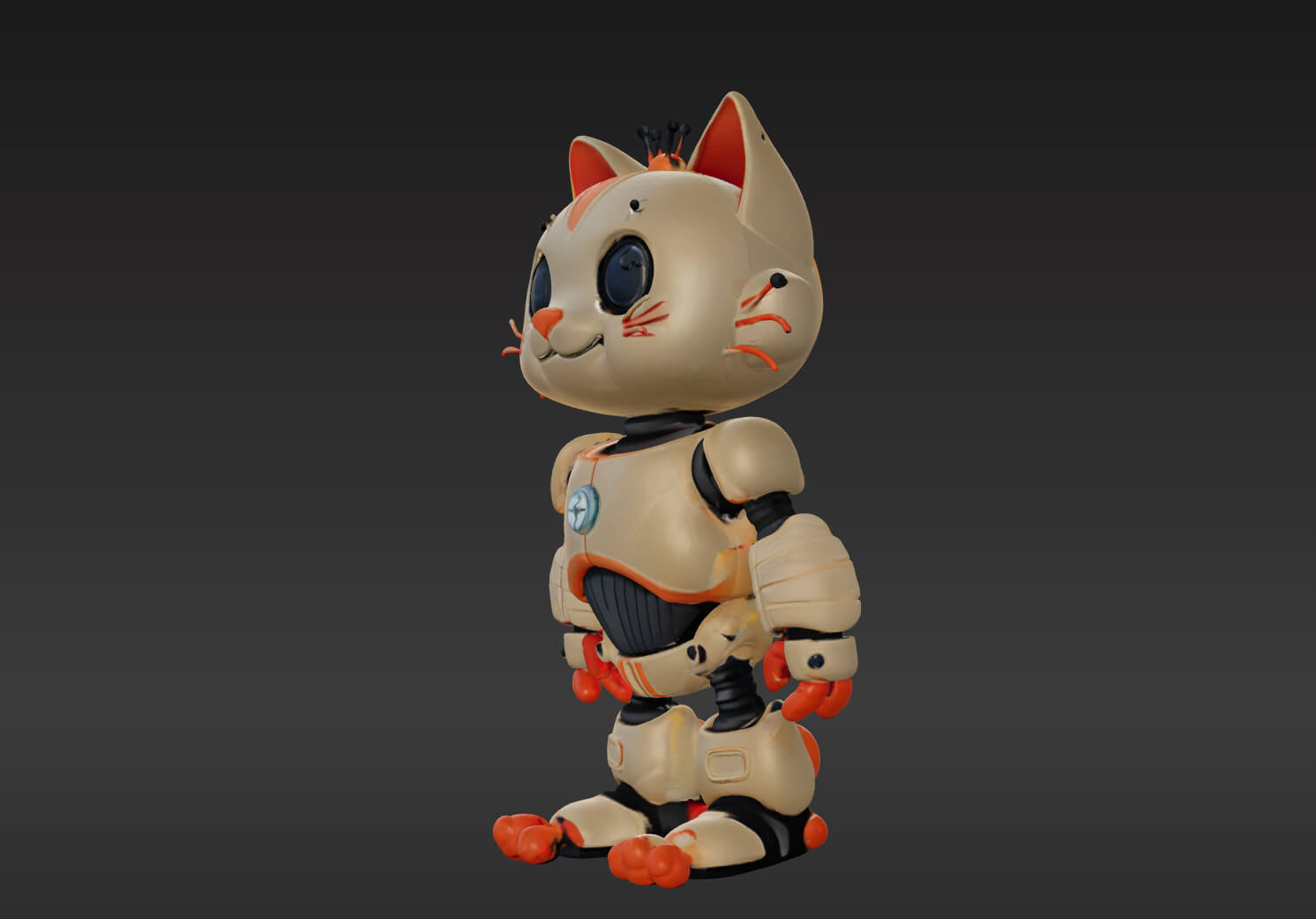 3D Model of Cute Robo Cat Animated and Printable 3D Print Mo by azekapeka