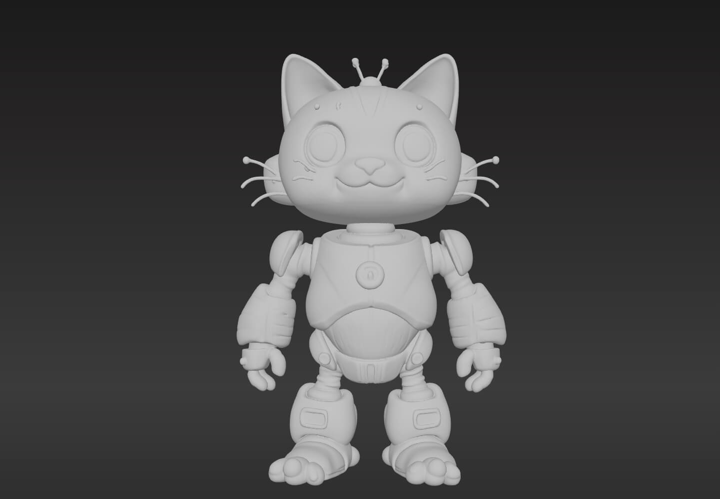 3D Model of Cute Robo Cat Animated and Printable 3D Print Mo by azekapeka