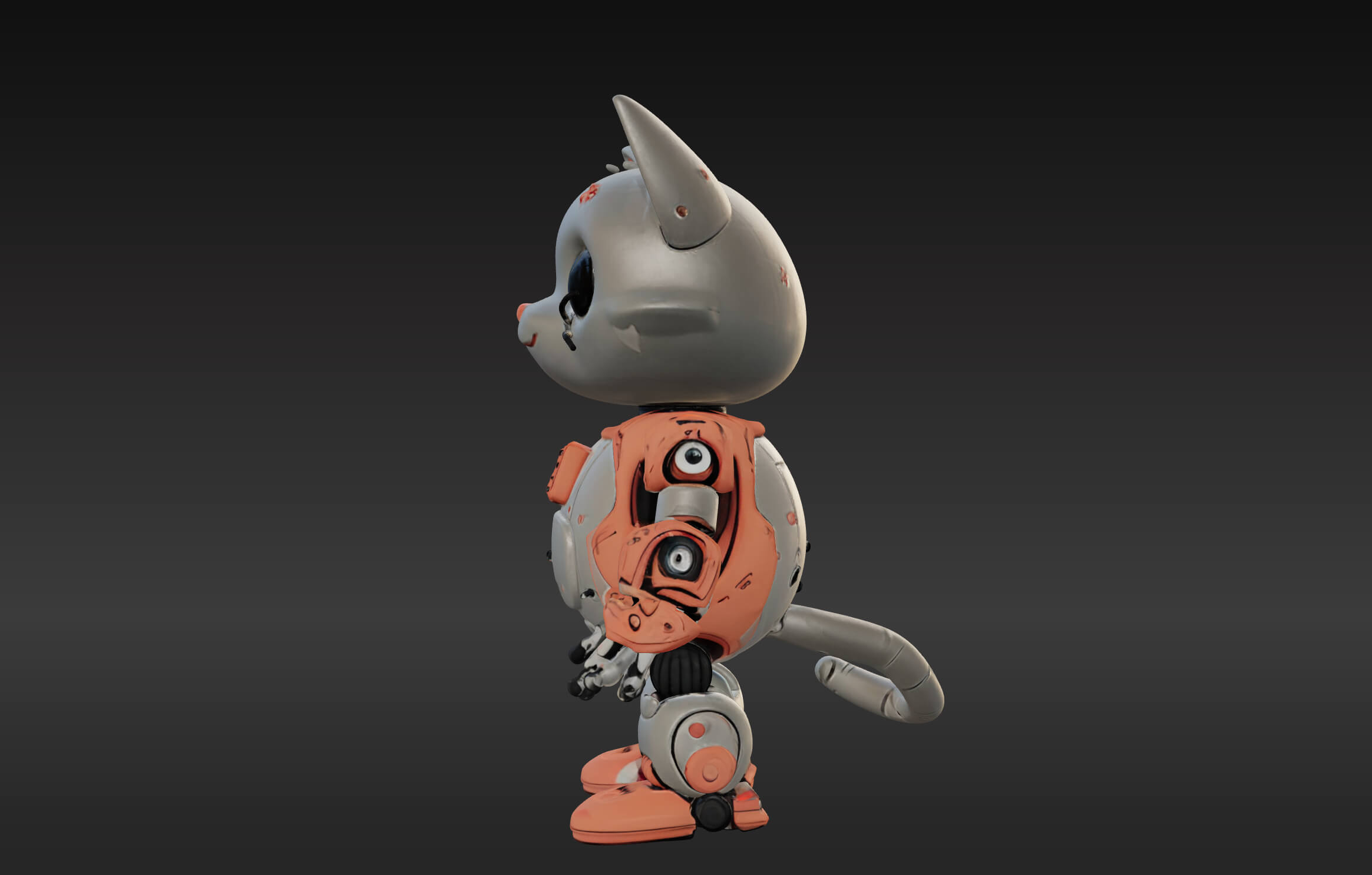 3D Model of Cute Robo Cat Animated and Printable 3D Print Mo by azekapeka