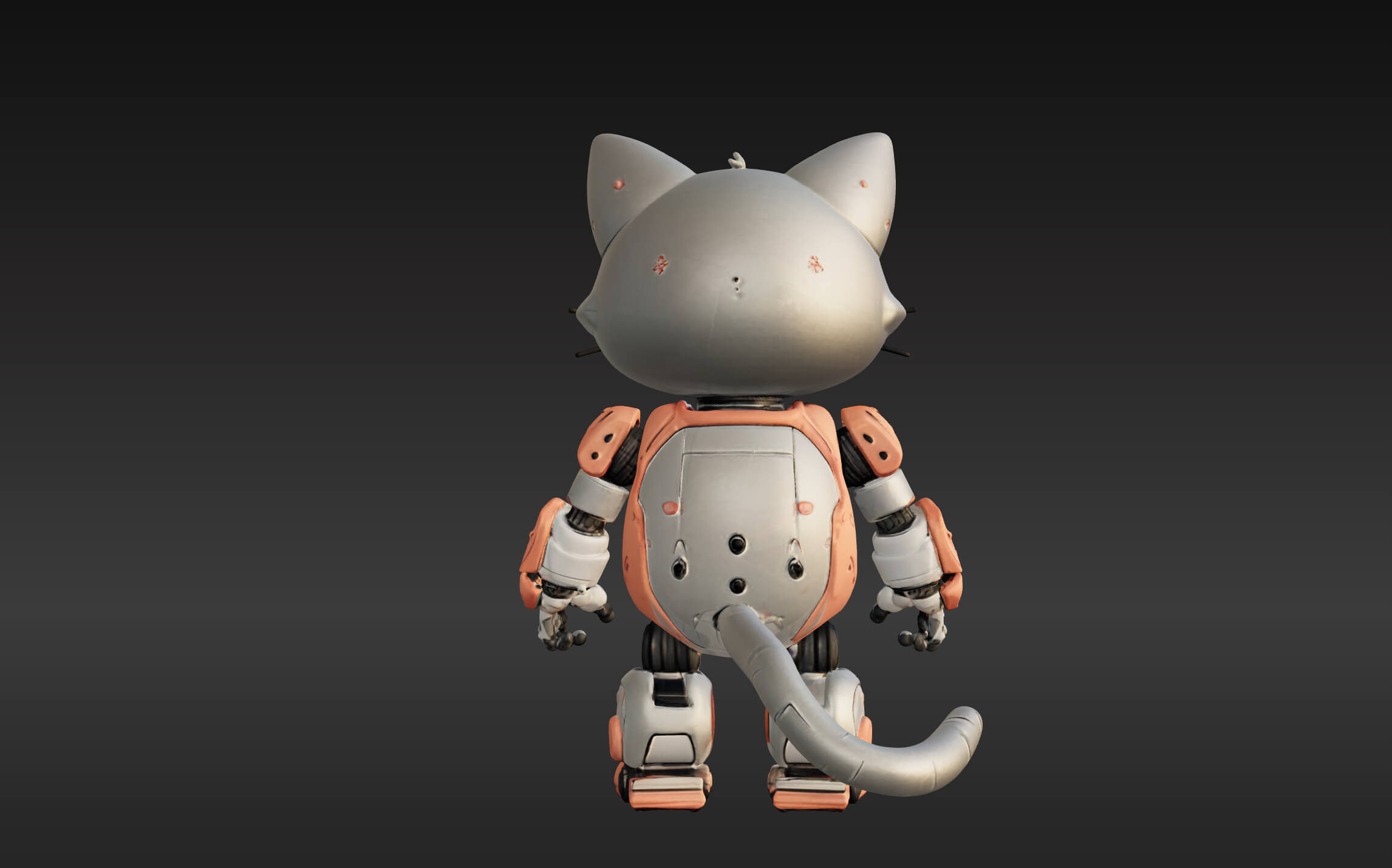 3D Model of Cute Robo Cat Animated and Printable 3D Print Mo by azekapeka
