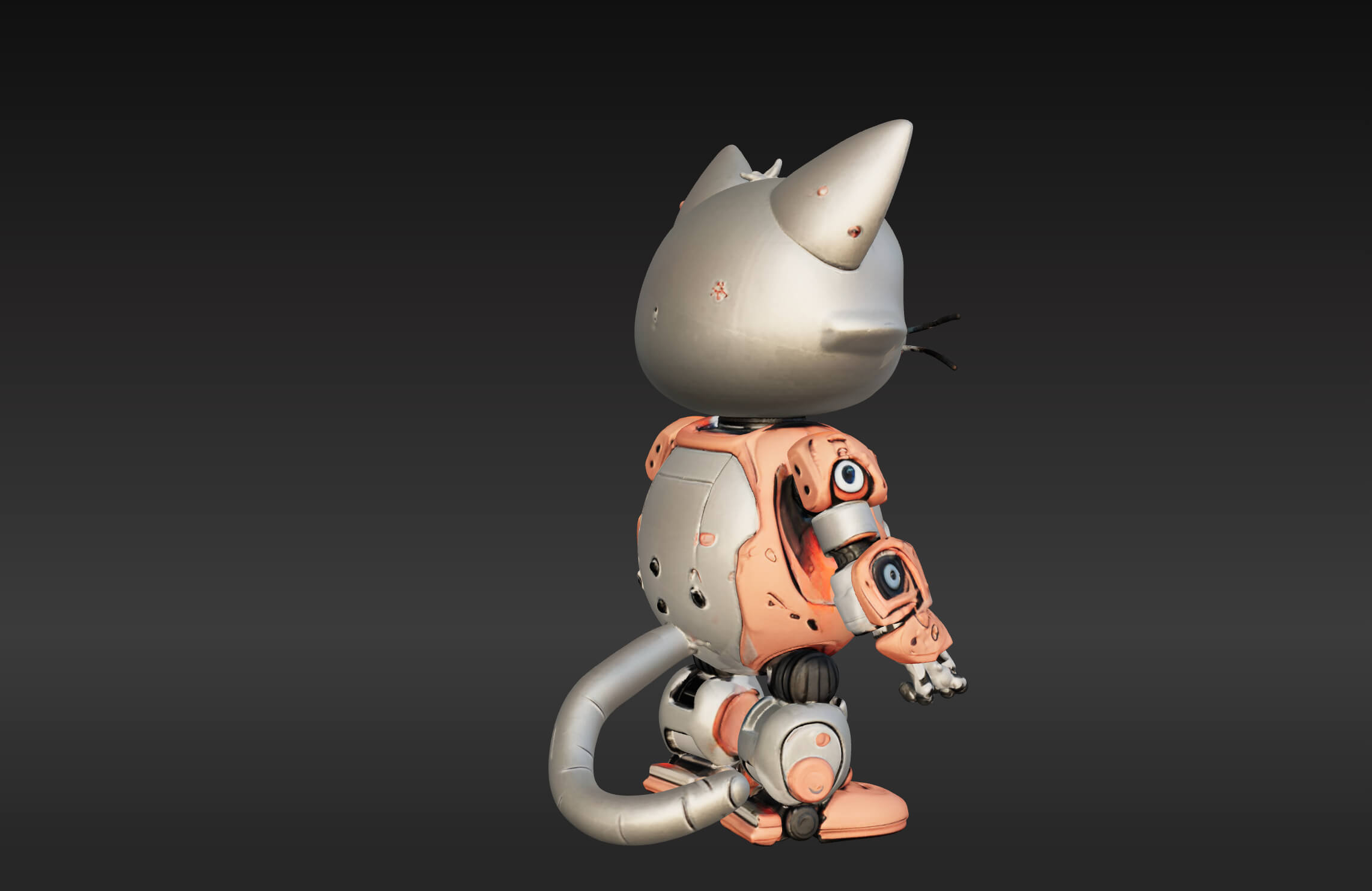 3D Model of Cute Robo Cat Animated and Printable 3D Print Mo by azekapeka