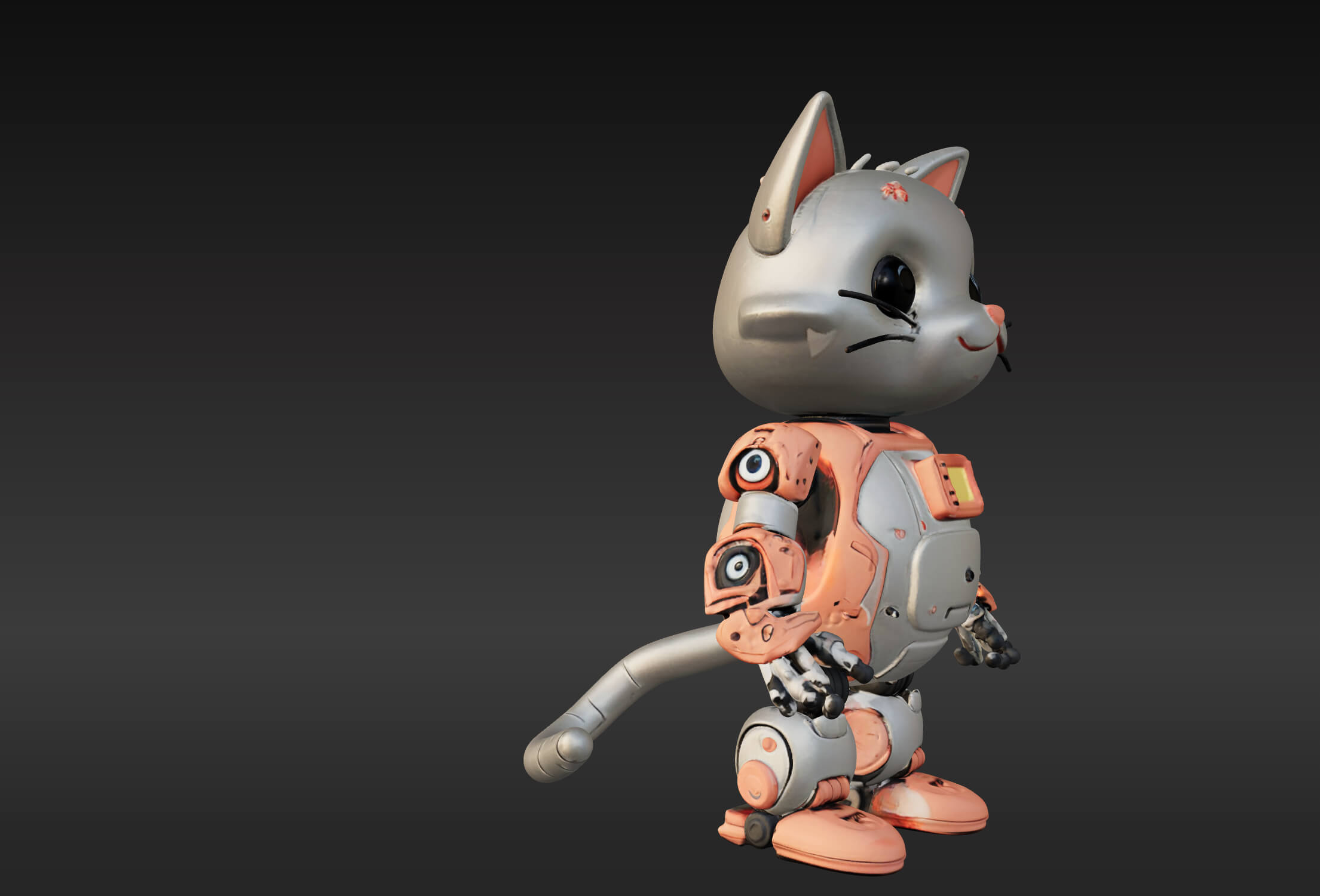 3D Model of Cute Robo Cat Animated and Printable 3D Print Mo by azekapeka