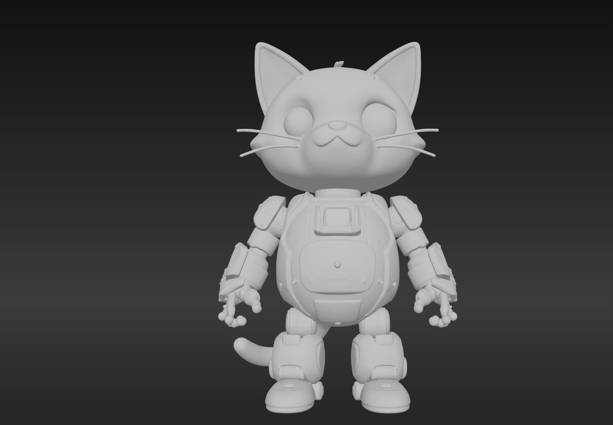 3D Model of Cute Robo Cat Animated and Printable 3D Print Mo by azekapeka