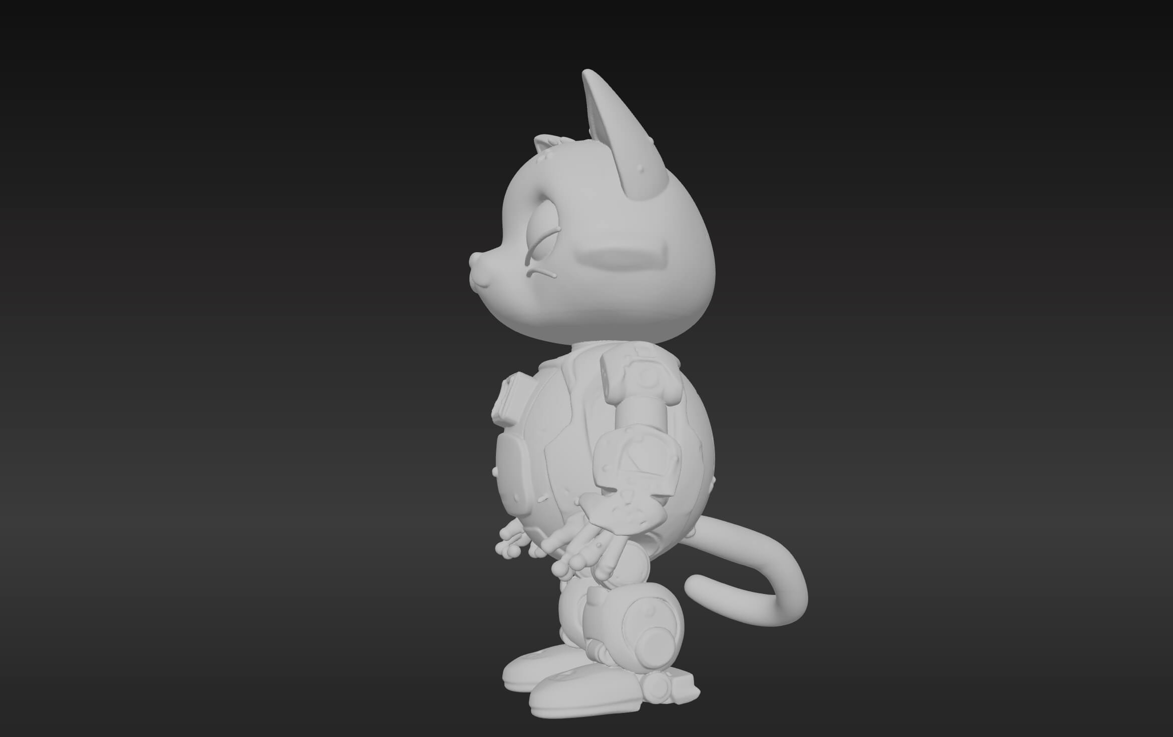 3D Model of Cute Robo Cat Animated and Printable 3D Print Mo by azekapeka