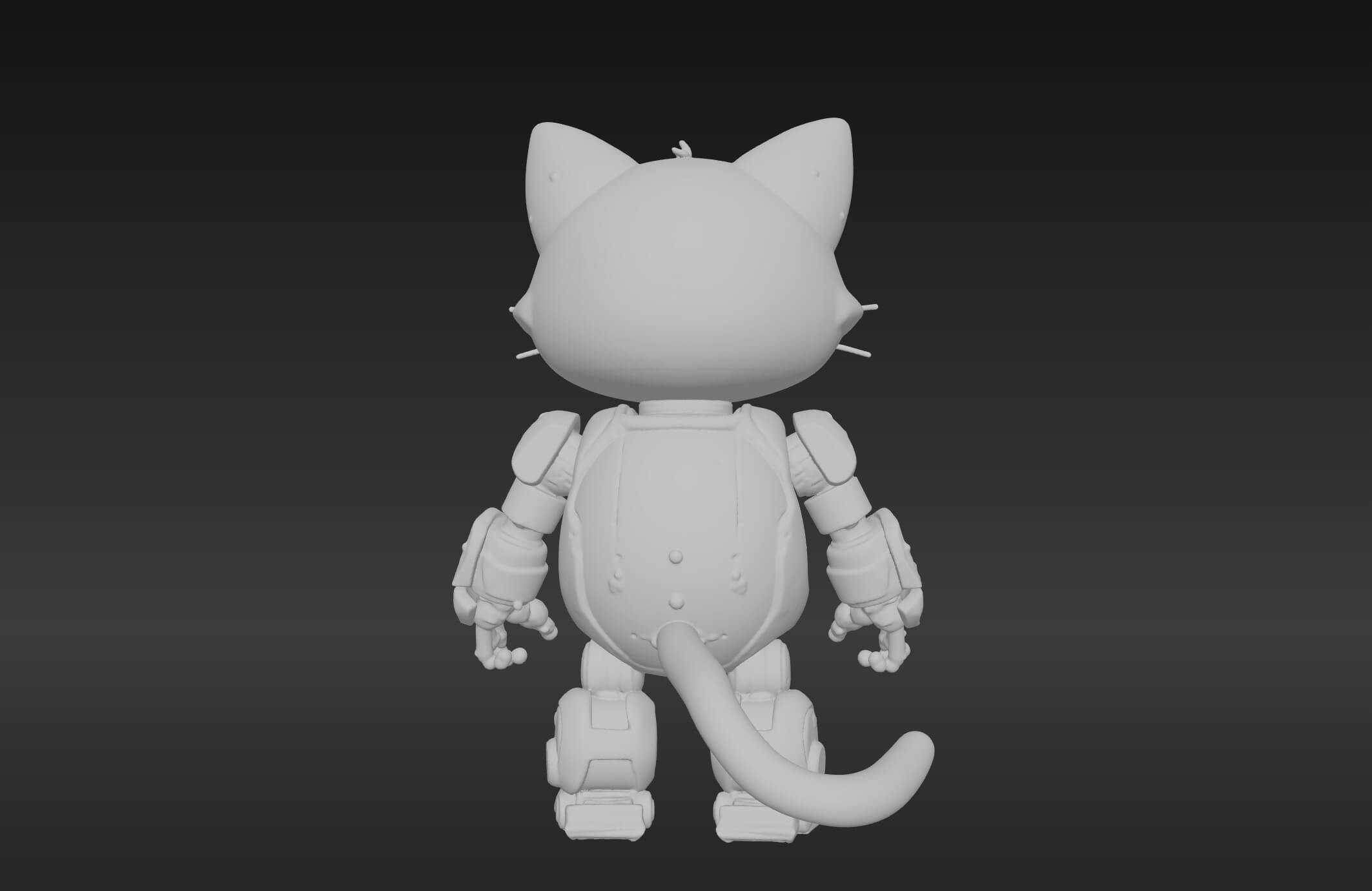 3D Model of Cute Robo Cat Animated and Printable 3D Print Mo by azekapeka