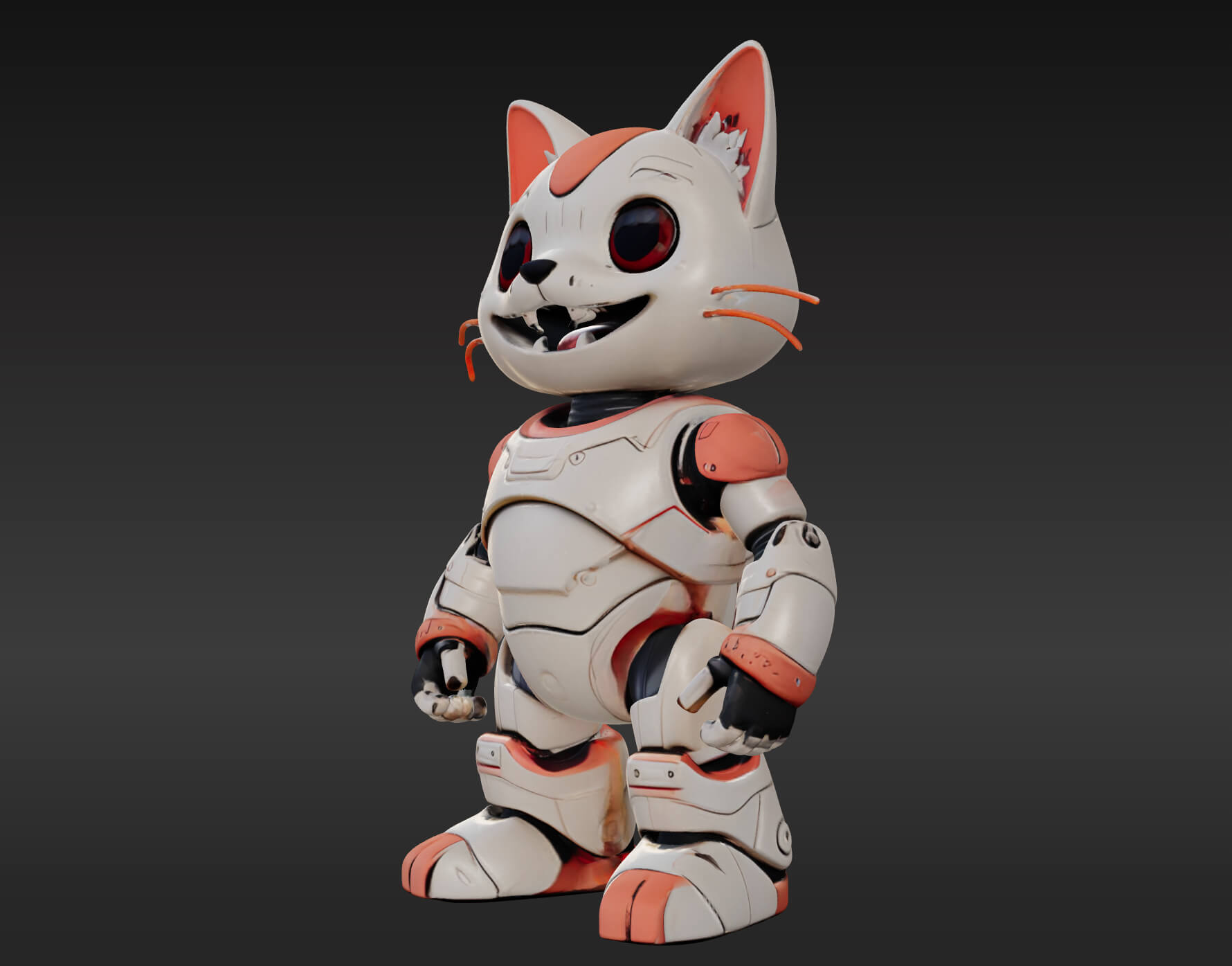 3D Model of Cute Robo Cat Animated and Printable 3D Print by azekapeka