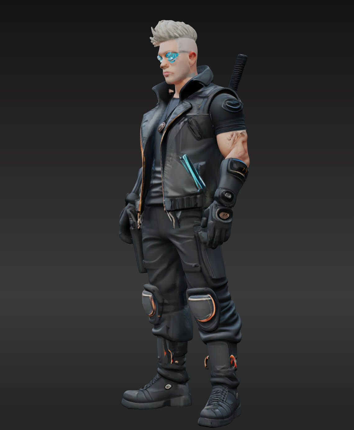 Cyberpunk Street Mercenary – 3D Animated and Printable by azekapeka