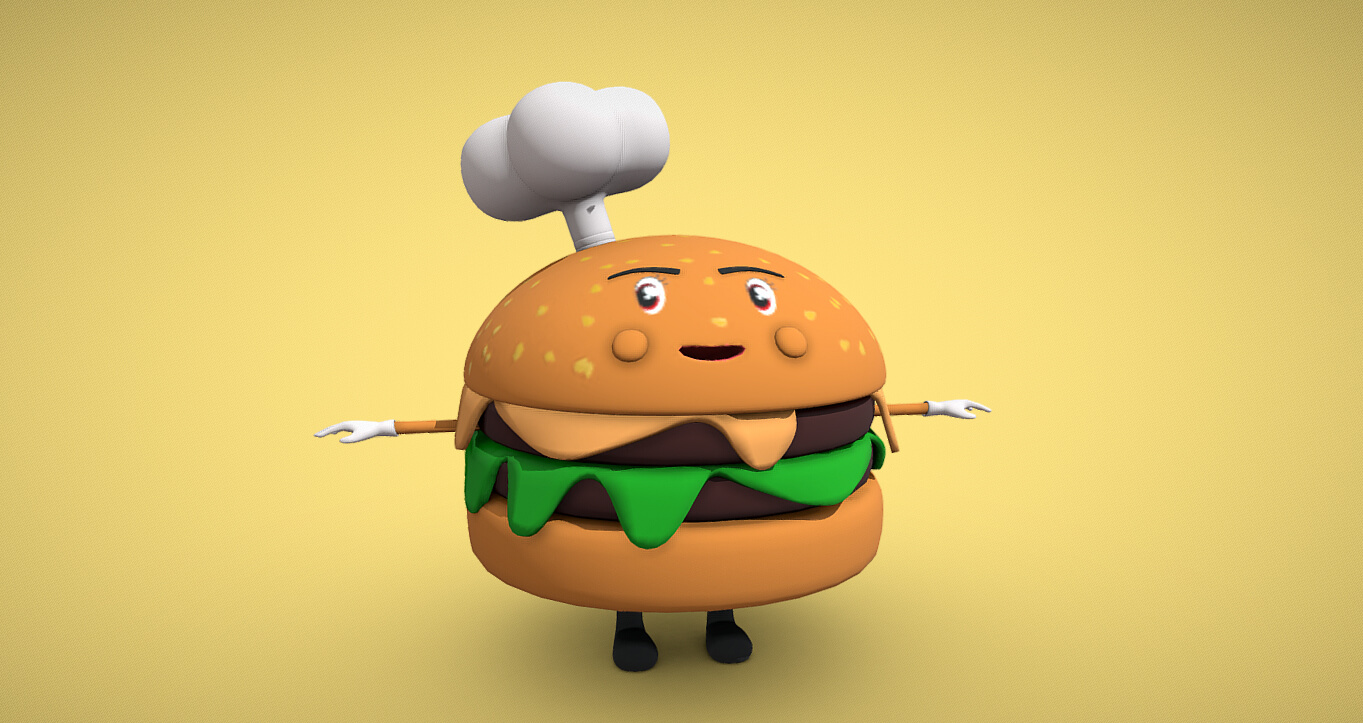 Cartoon Character - Burger Man 3D Model by azinkey