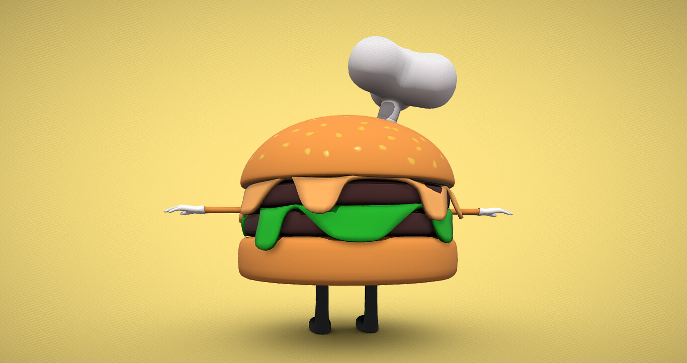 Cartoon Character - Burger Man 3D Model by azinkey