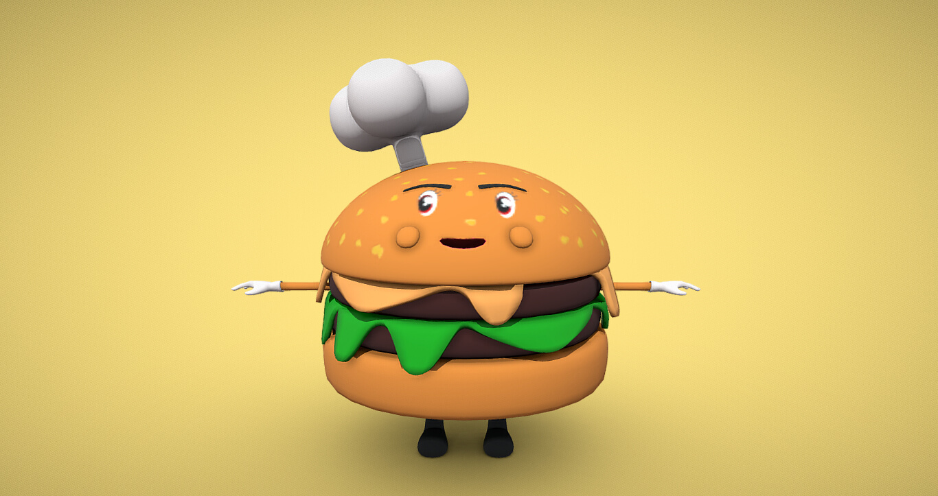 Cartoon Character - Burger Man 3D Model by azinkey