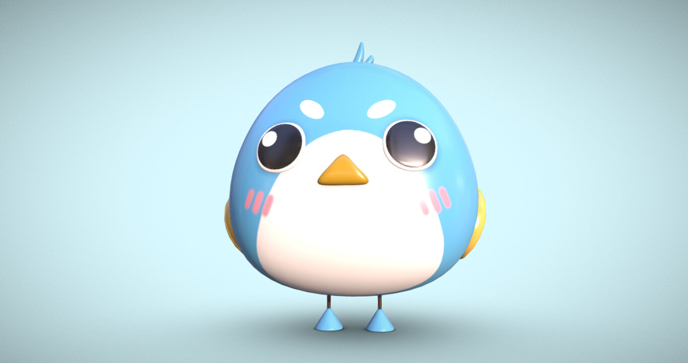 Cartoon Character - Cute Bird 3D Model by azinkey