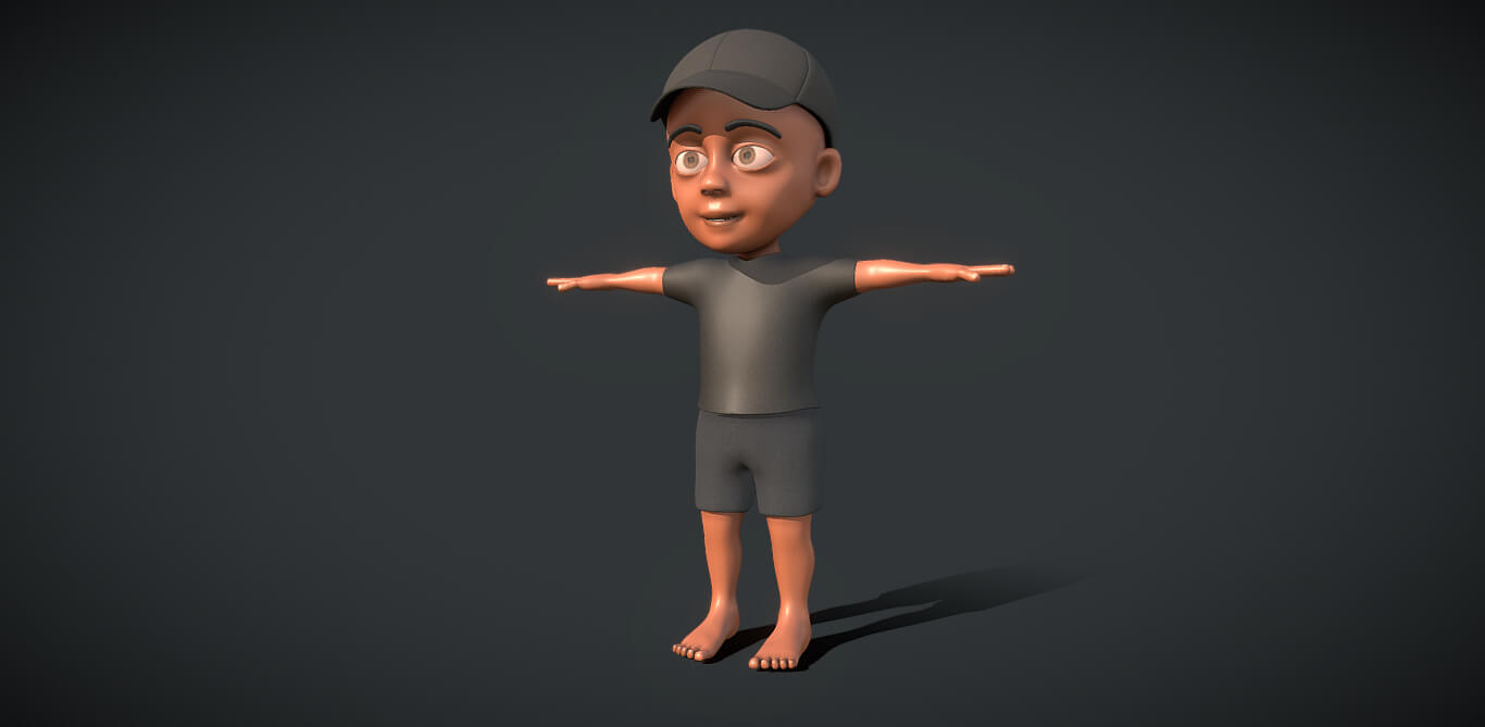 Cartoon Character With Cap - 3D Model by azinkey