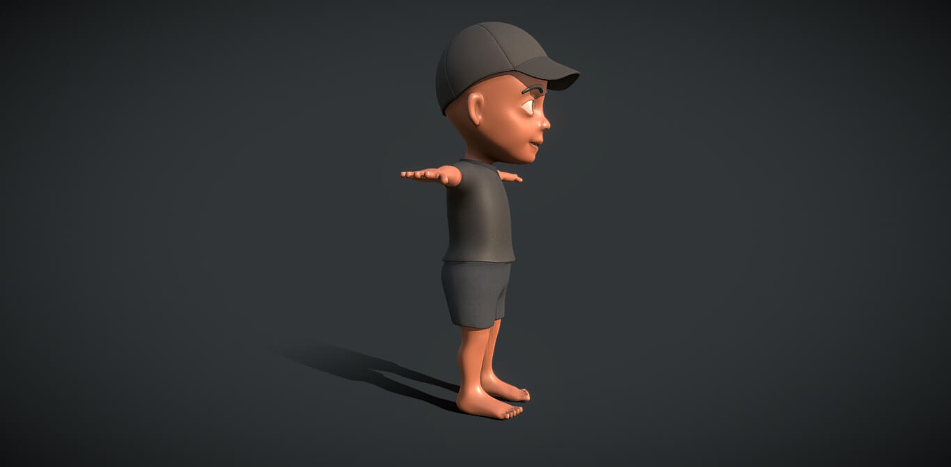 Cartoon Character With Cap - 3D Model by azinkey