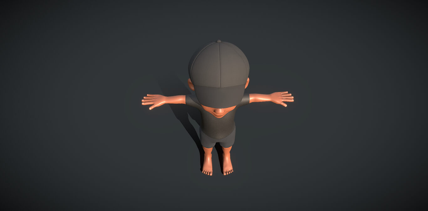 Cartoon Character With Cap - 3D Model by azinkey