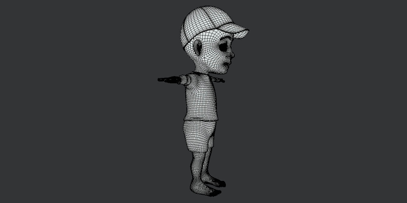 Cartoon Character With Cap - 3D Model by azinkey