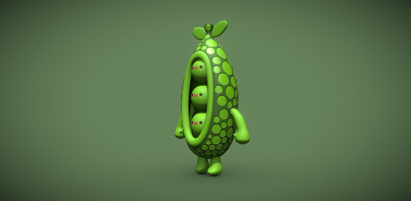 Cartoon Characters - Glorious Pea Free 3D Model by azinkey