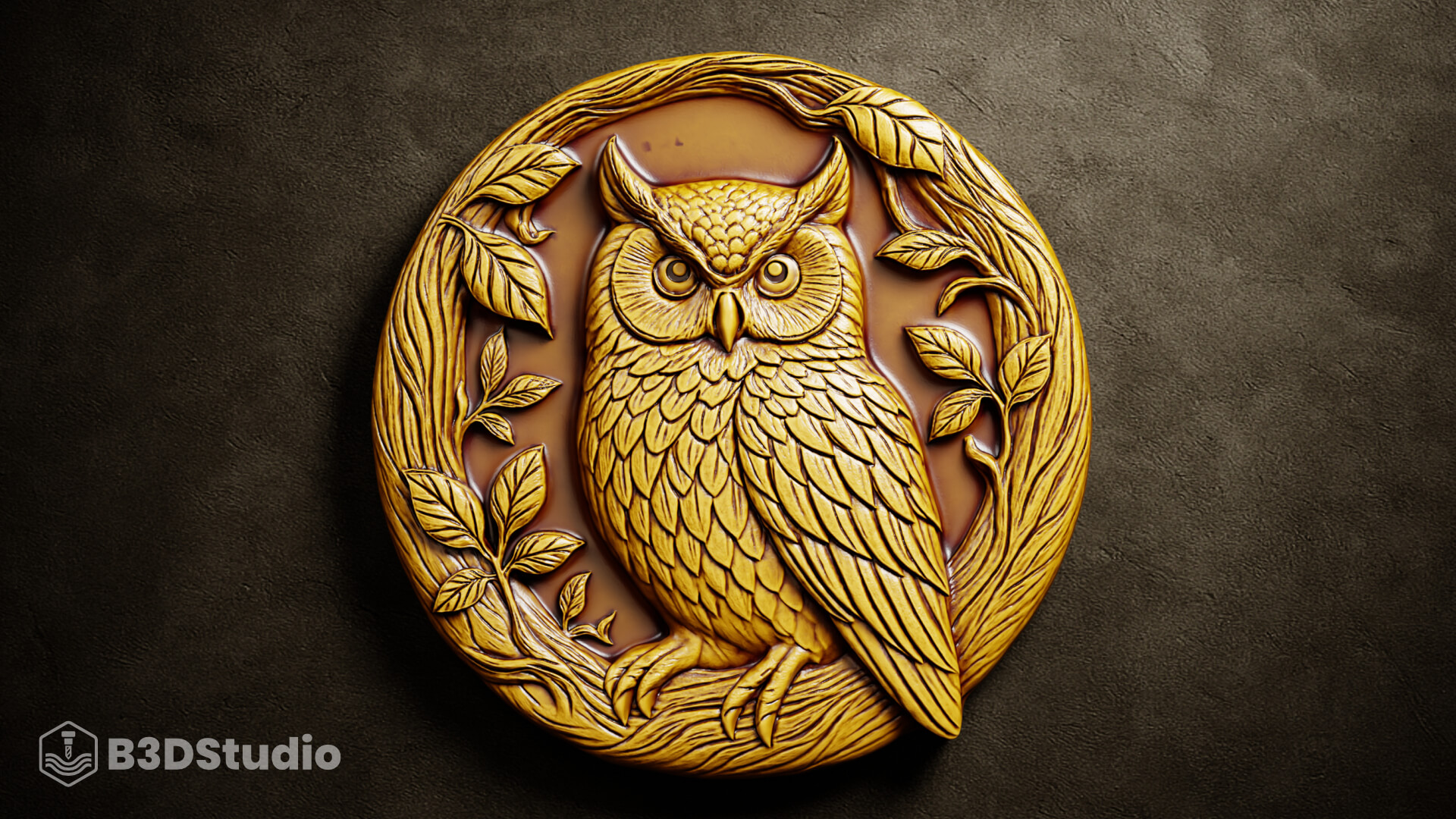 High Detail Owl Relief for CNC Laser and 3D Print STL File a by B3DStudio