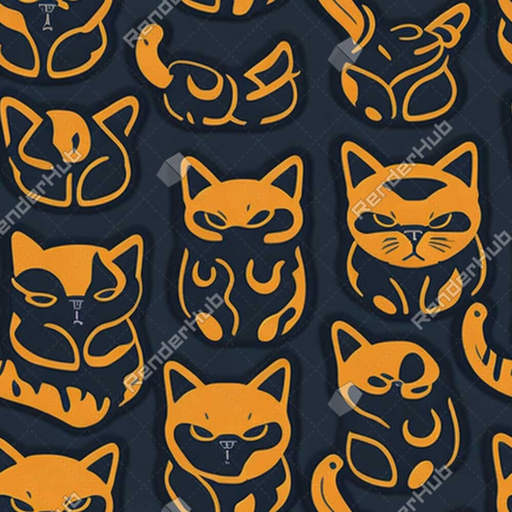 Charming Cat Seamless Patterns - Vector Art Stock Image by Babakn