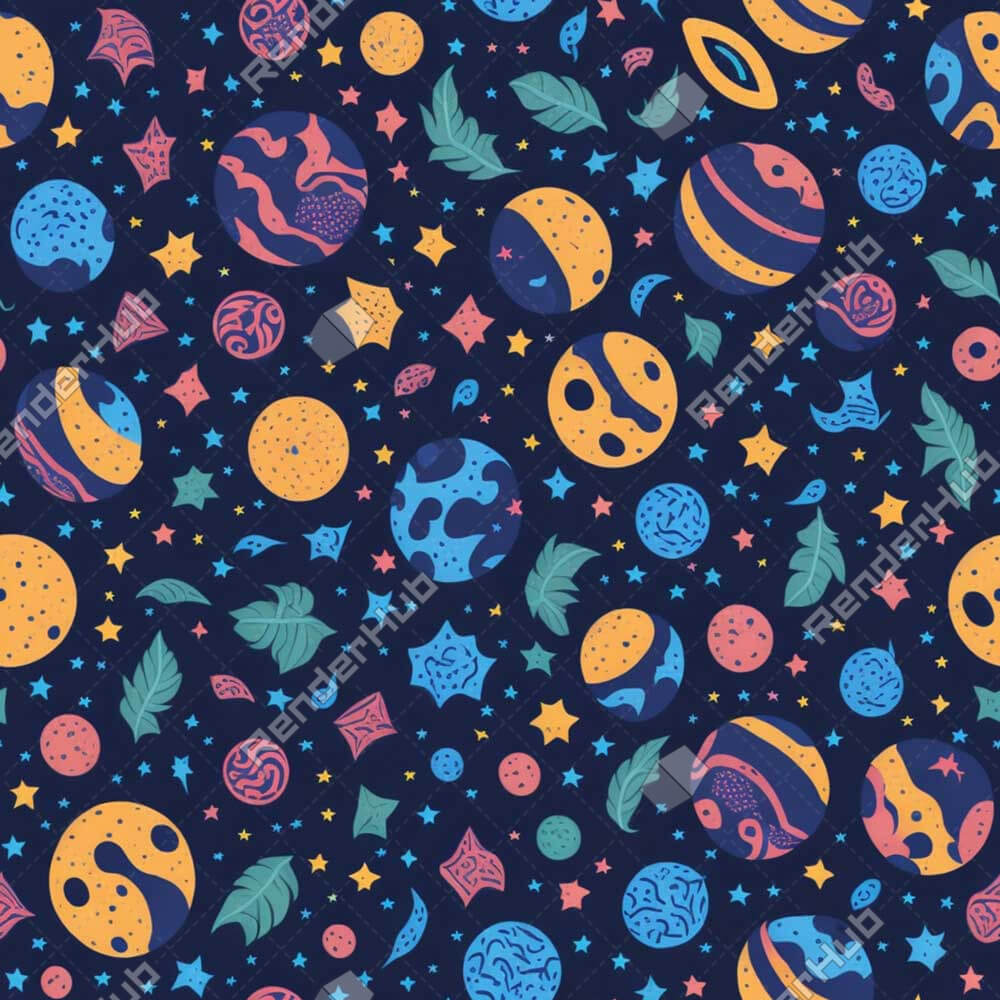 Cosmic Seamless Patterns of Planets and Stars - Vector Art Stock Image ...
