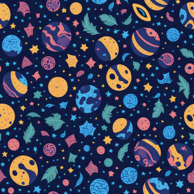 Cosmic Seamless Patterns of Planets and Stars - Vector Art Stock Image ...