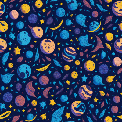 Cosmic Seamless Patterns - Planets and Stars Vector Art Stock Image by ...