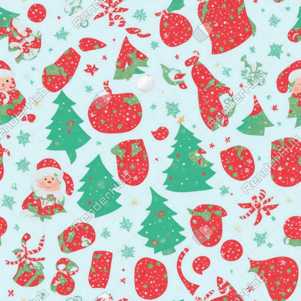 Festive Christmas Cartoon Pattern - Holiday Doodles Stock Image by Babakn