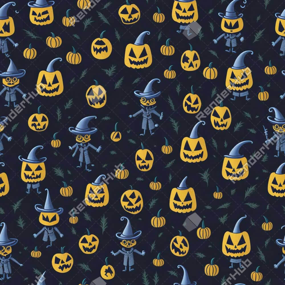 Halloween Wizard Seamless Repeat Pattern - Stock Image by Babakn