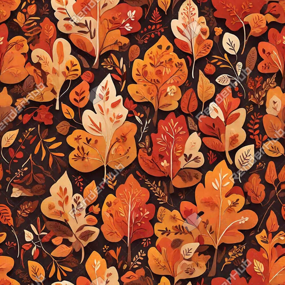 Vibrant Autumn Forest Seamless Repeat Pattern - Stock Image by Babakn