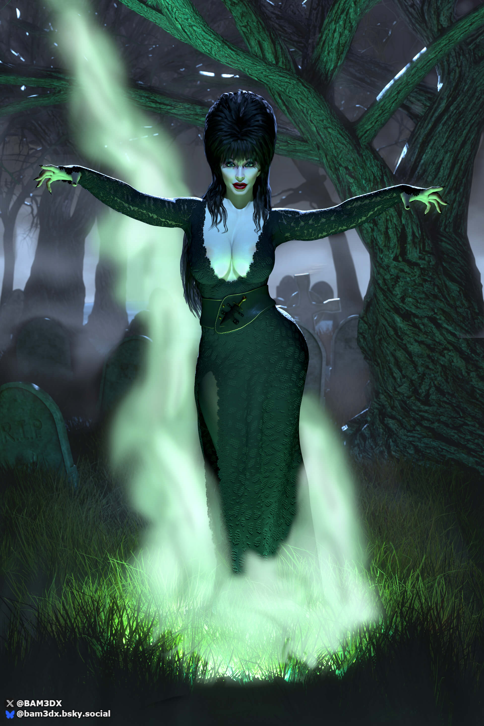 Elvira - Halloween 2025 3D Render, Digital Art by bam3019