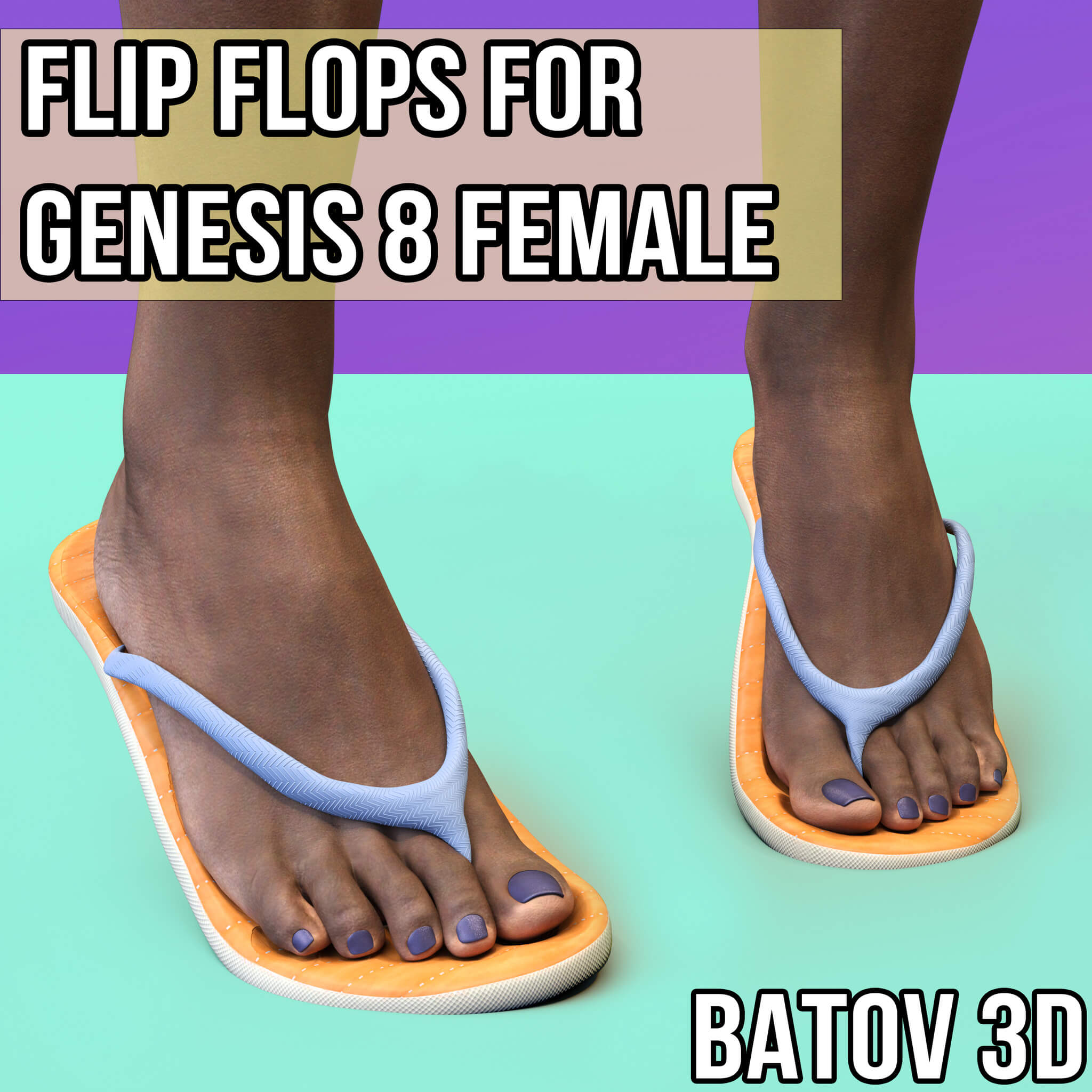 Flip Flops for Genesis 8 Female - Daz Content by Batov3D