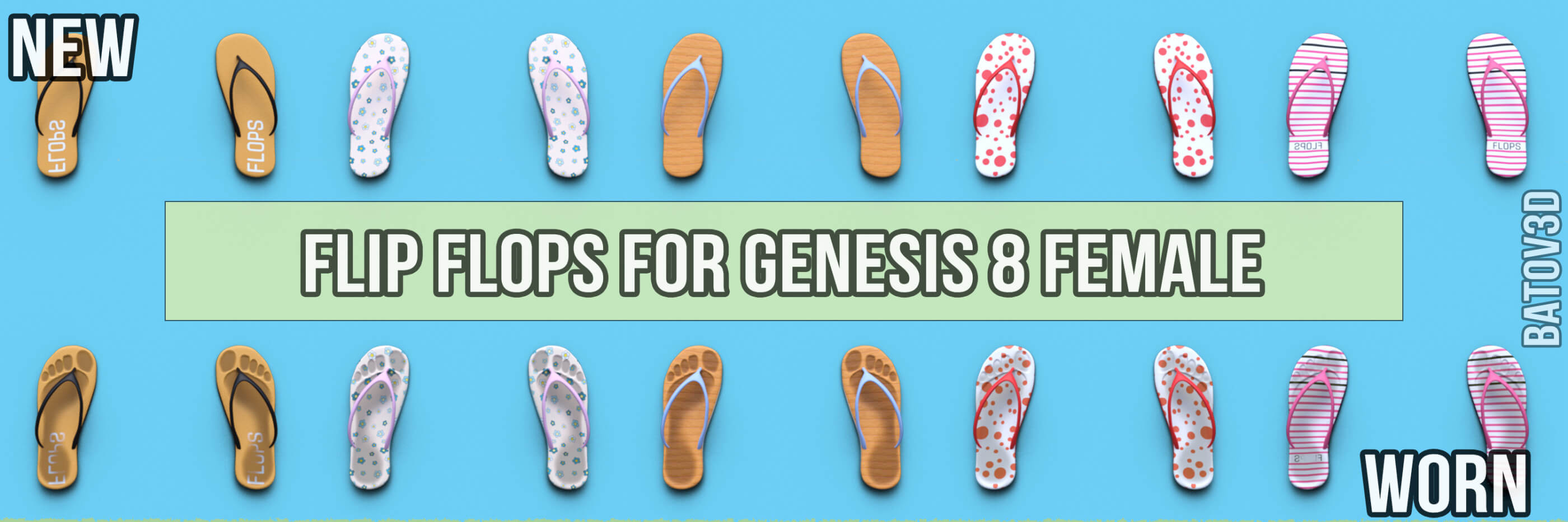 Flip Flops for Genesis 8 Female - Daz Content by Batov3D