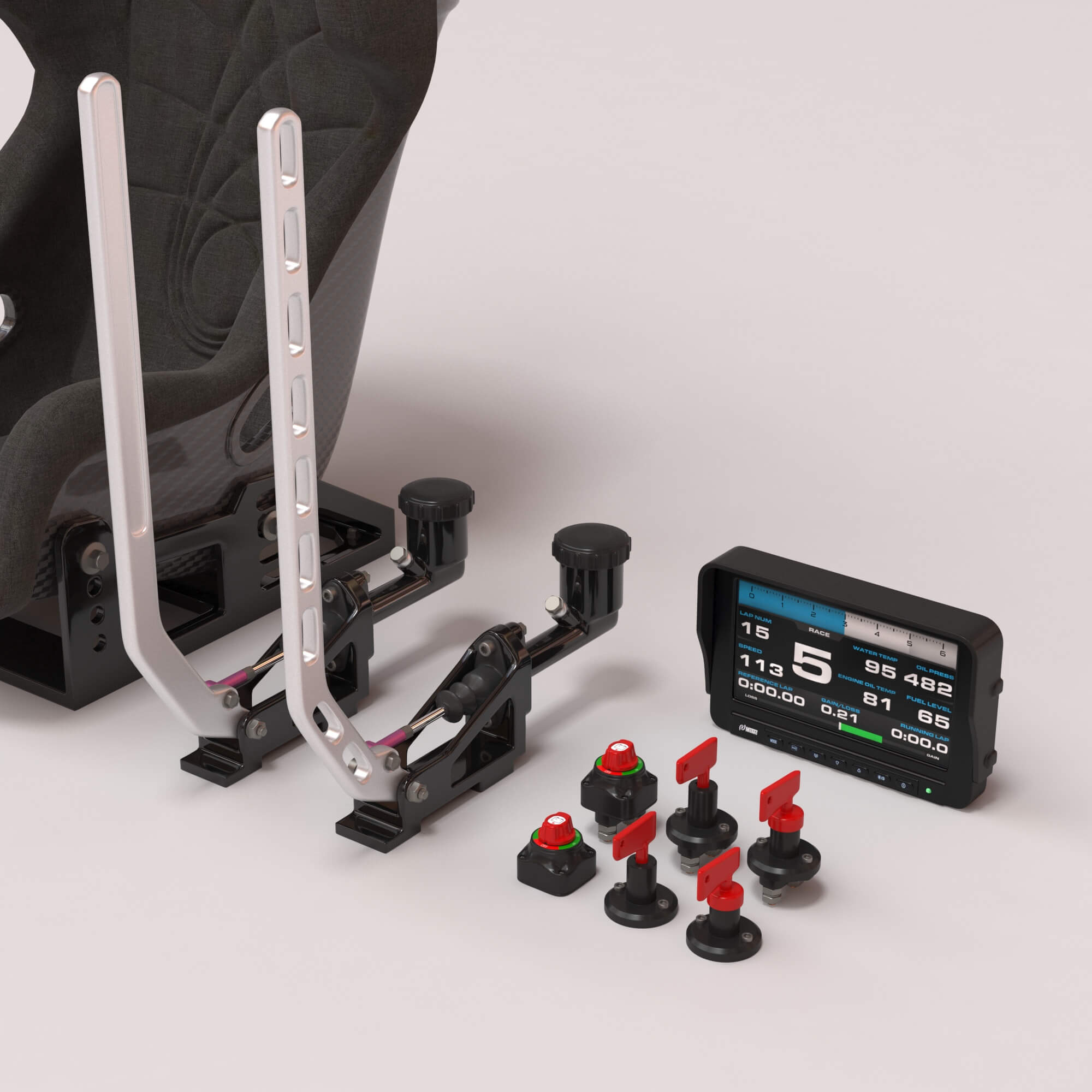 Drift Car Interior Kit 02 Hand Brakes Switches Seat - 3D Model by bayazoff