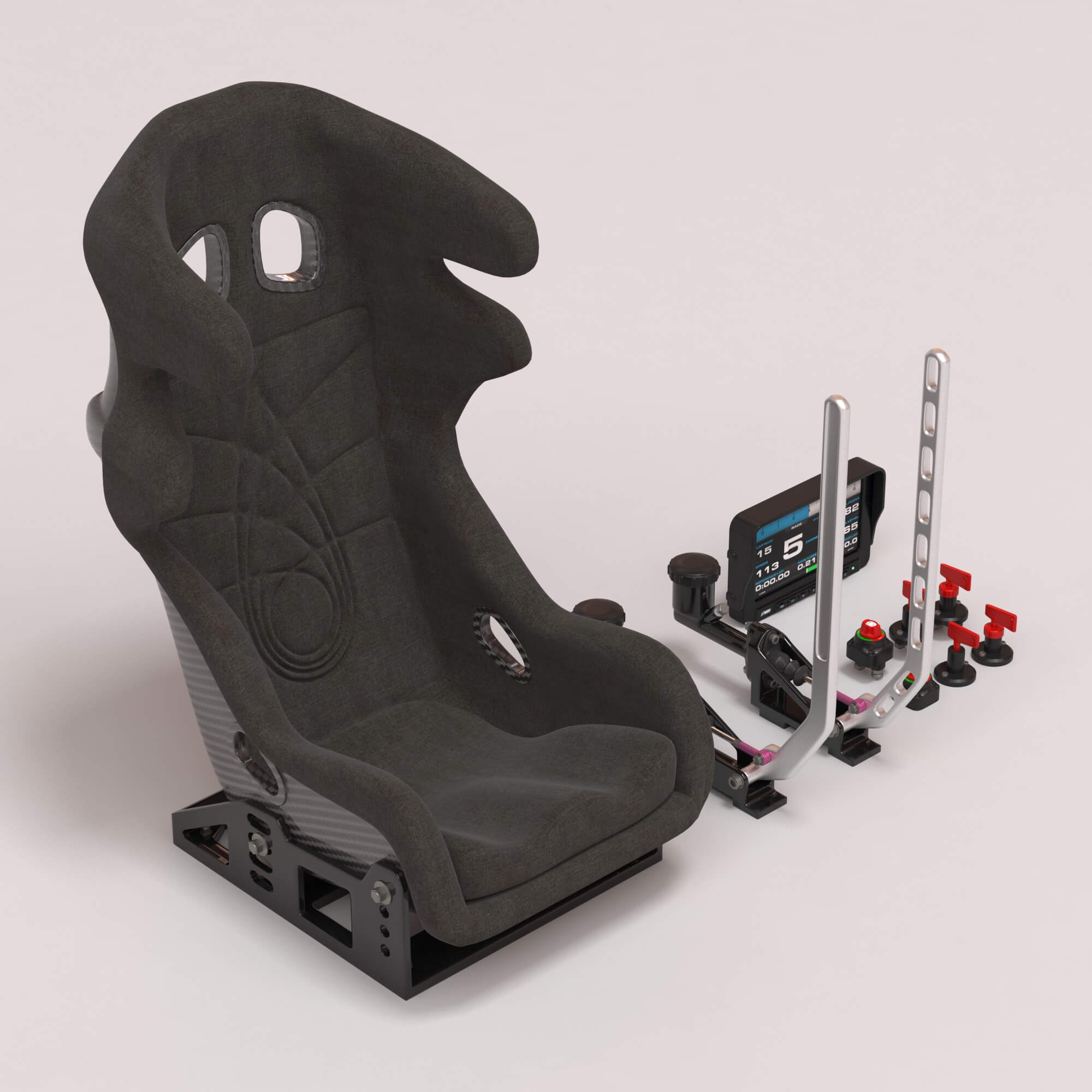 Drift Car Interior Kit 02 Hand Brakes Switches Seat - 3D Model by bayazoff