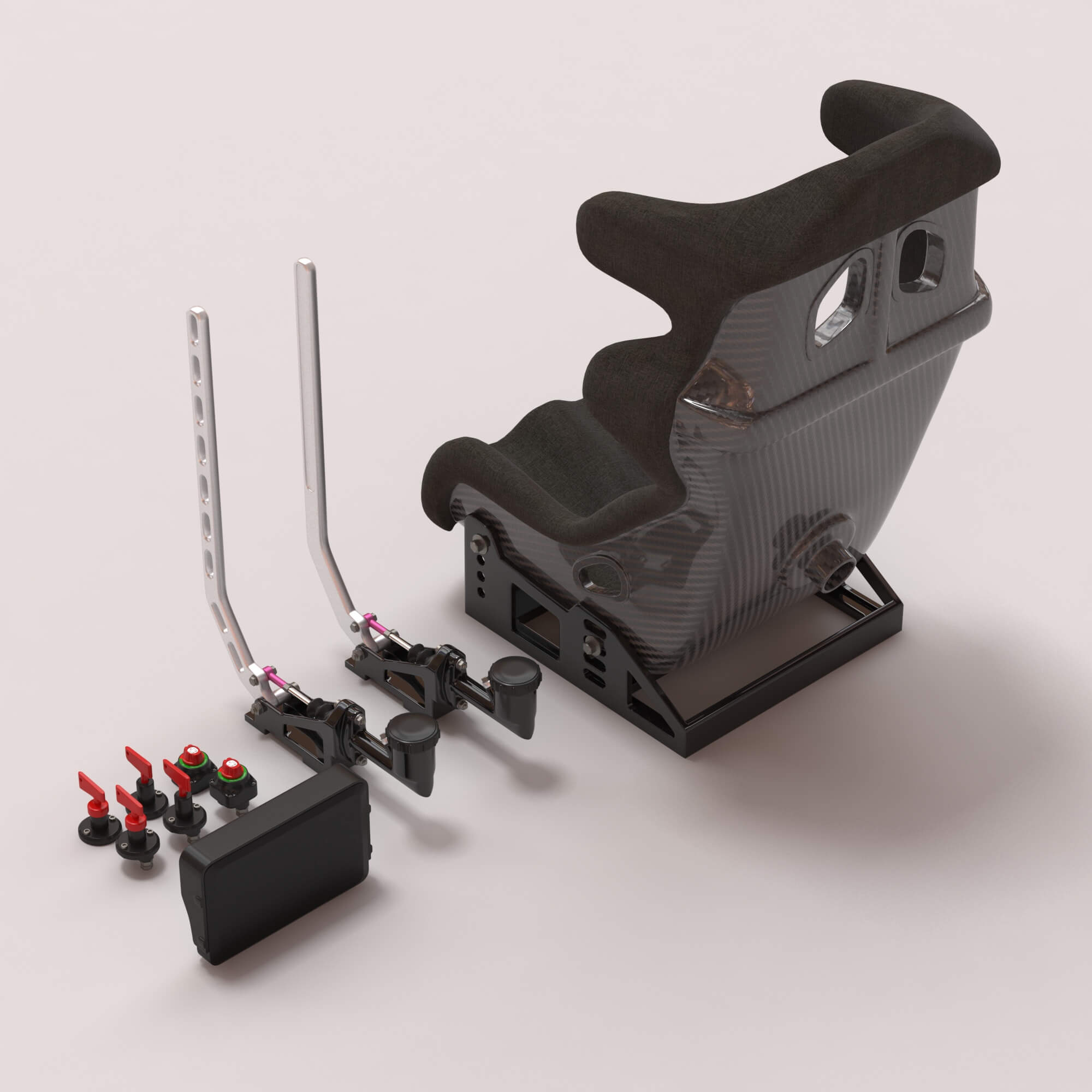 Drift Car Interior Kit 02 Hand Brakes Switches Seat - 3D Model by bayazoff