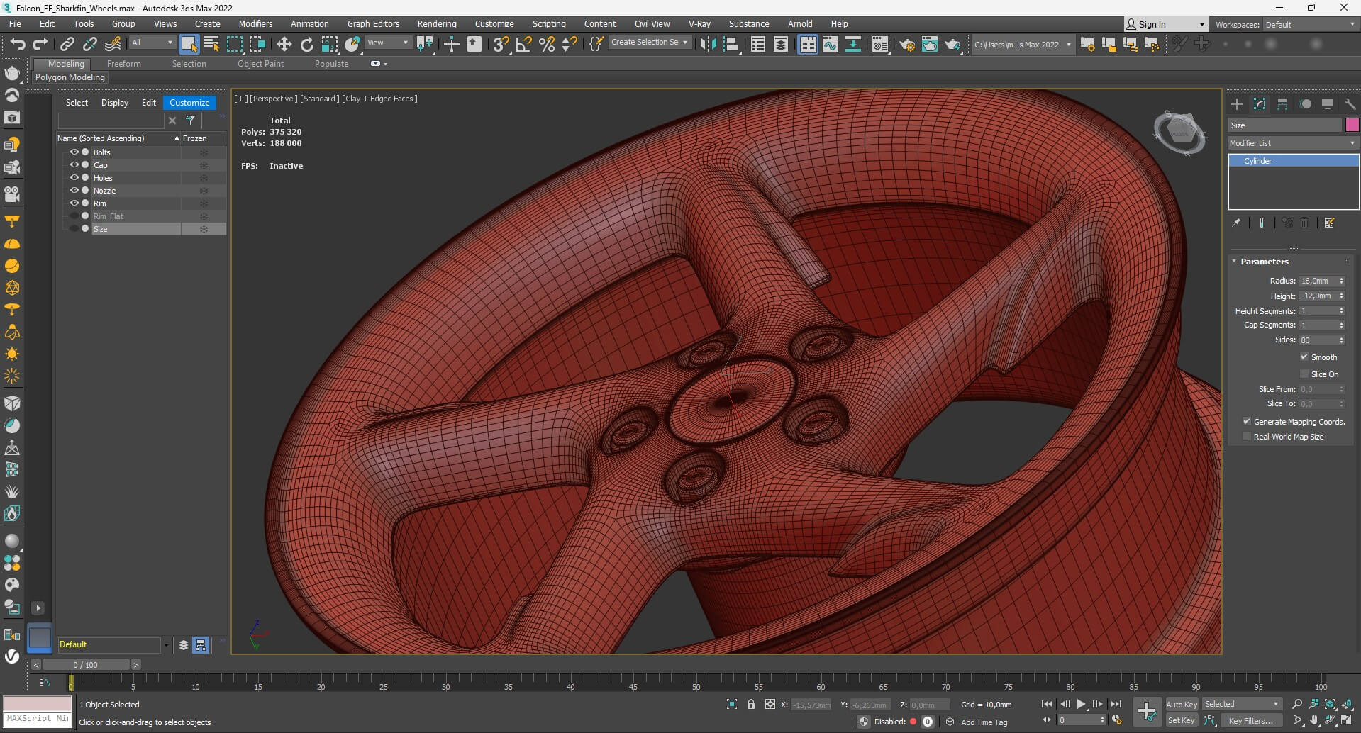 Falcon EF Sharkfin Wheel - 3D Print Model by bayazoff