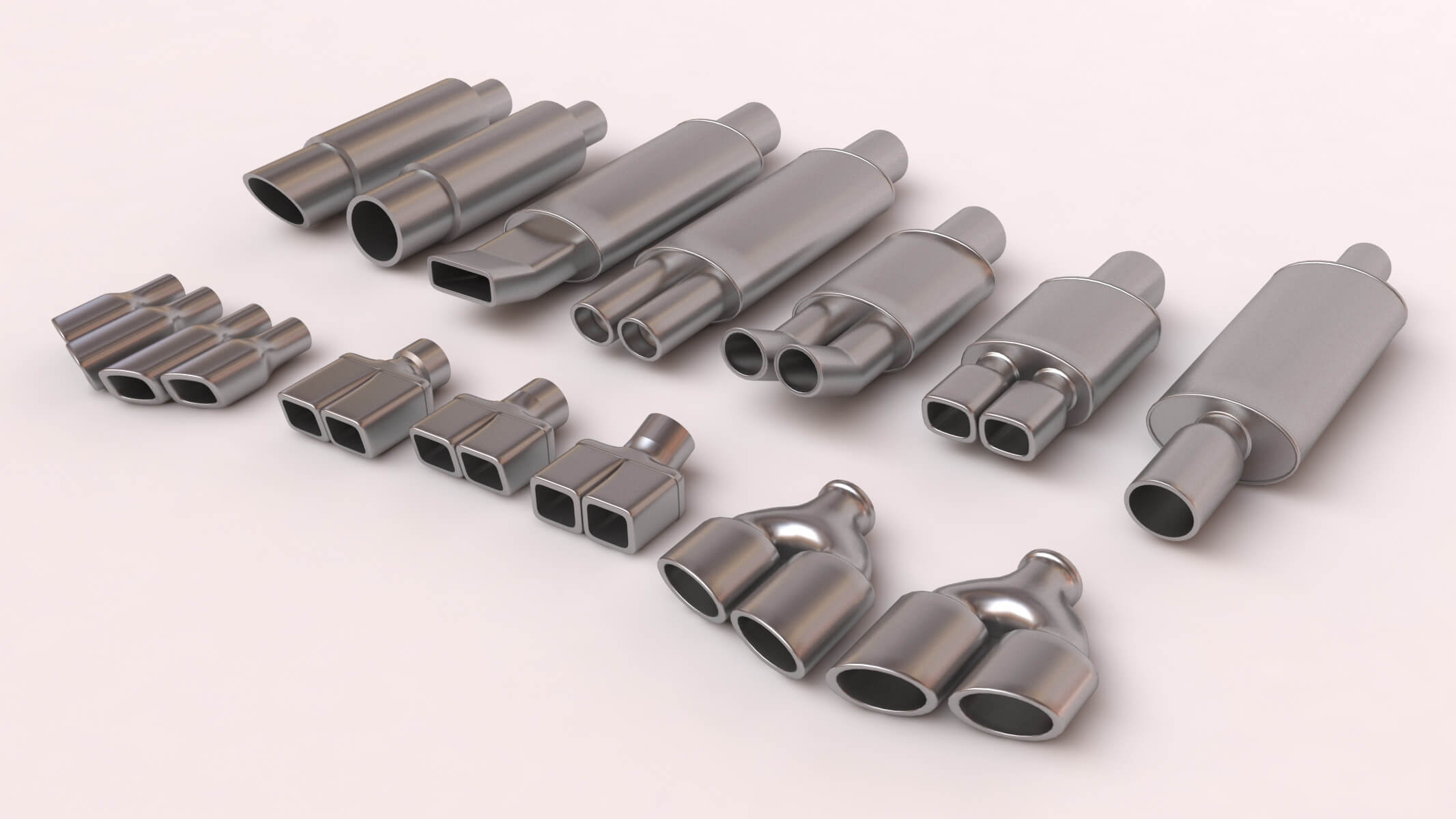 Muffler Pack 01 Printable - 3D Print Model by bayazoff