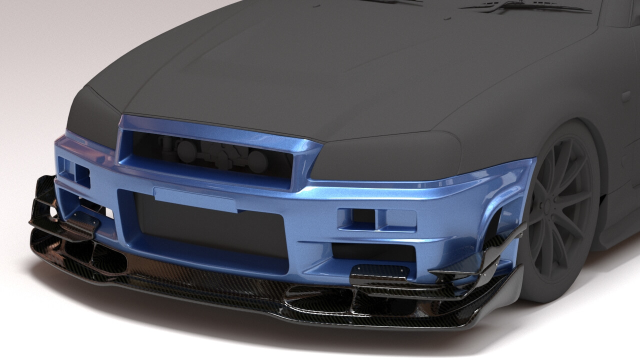 R34 GT-R Autoselect Front Lip and Bumper 3D Print Model by bayazoff