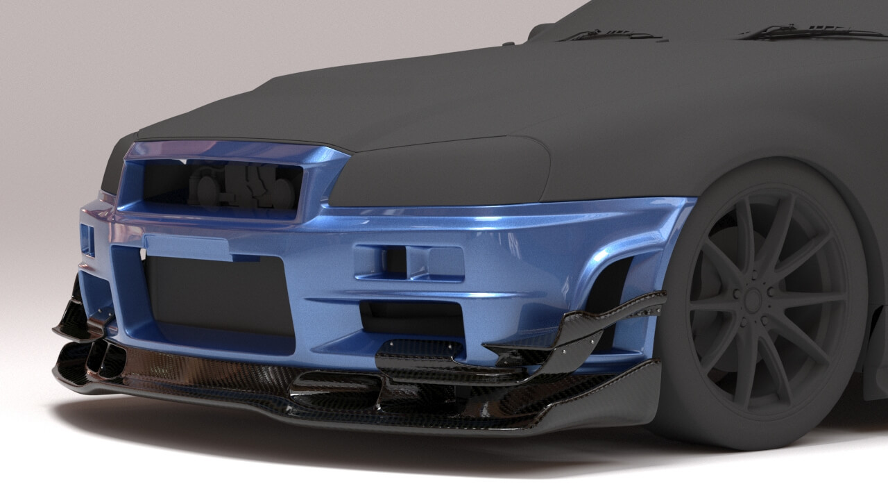 R34 GT-R Autoselect Front Lip and Bumper 3D Print Model by bayazoff