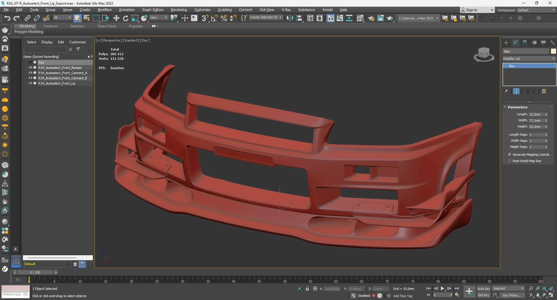 R34 GT-R Autoselect Front Lip and Bumper 3D Model by bayazoff