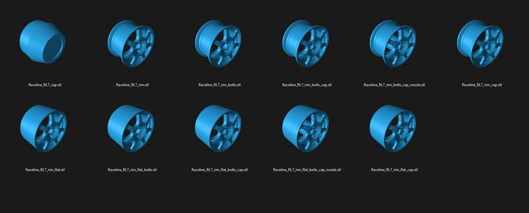 Raceline RL7 Rim Printable - 3D Print Model by bayazoff