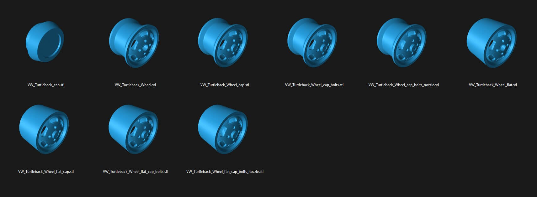VW Turtleback Wheels Printable - 3D Model by bayazoff