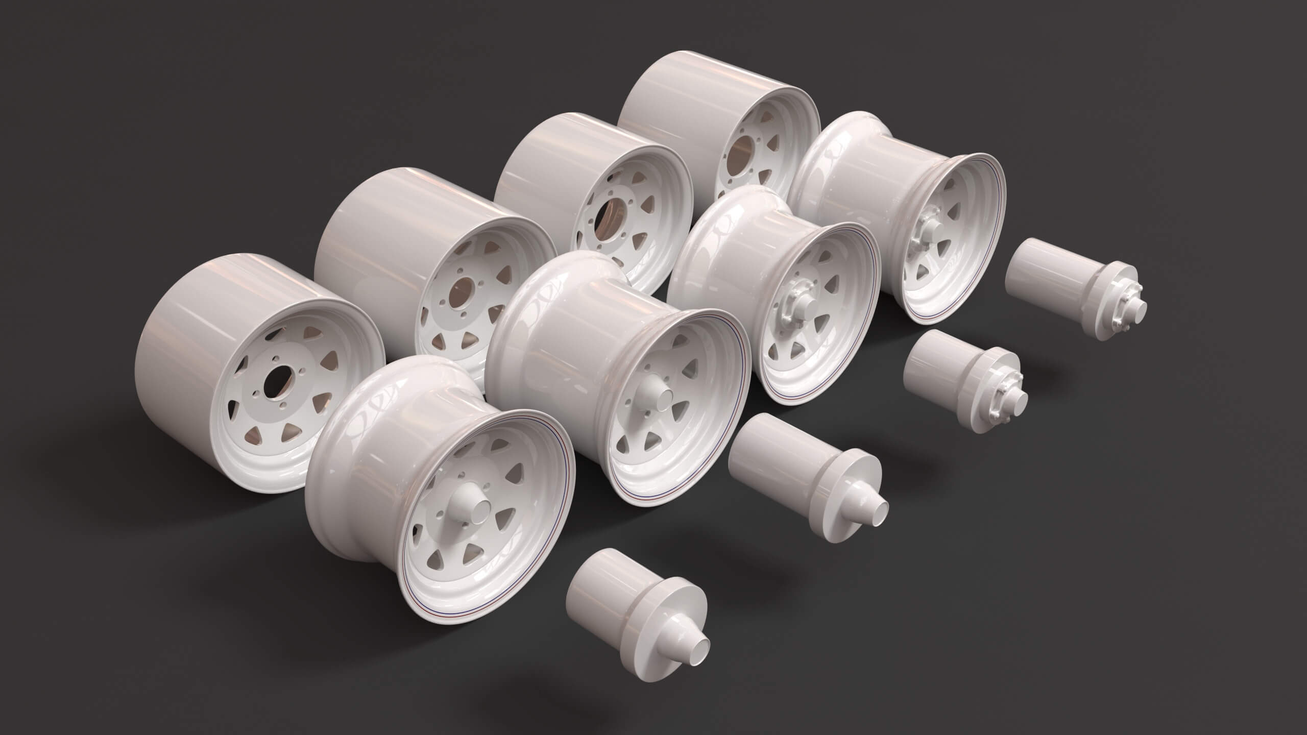 Weller Wheels 8 Spoke 4 Versions - 3D Model by bayazoff