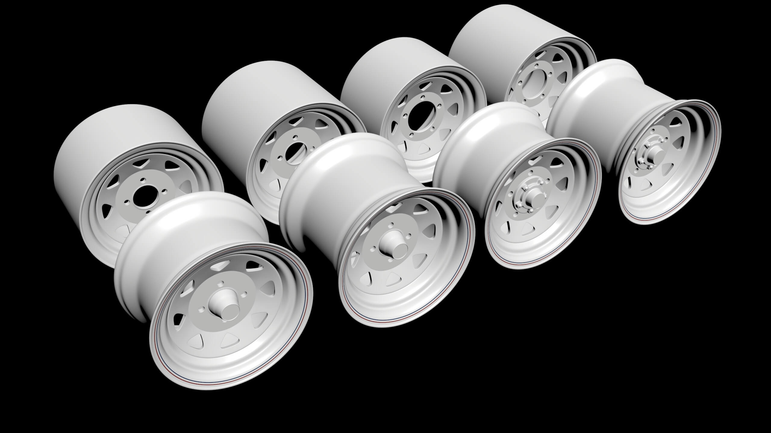 Weller Wheels 8 Spoke 4 Versions - 3D Model by bayazoff