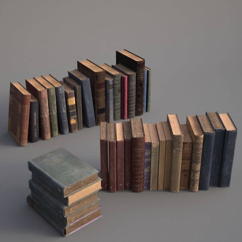 36 Realistic Old Books - 3D Model by BBB3viz