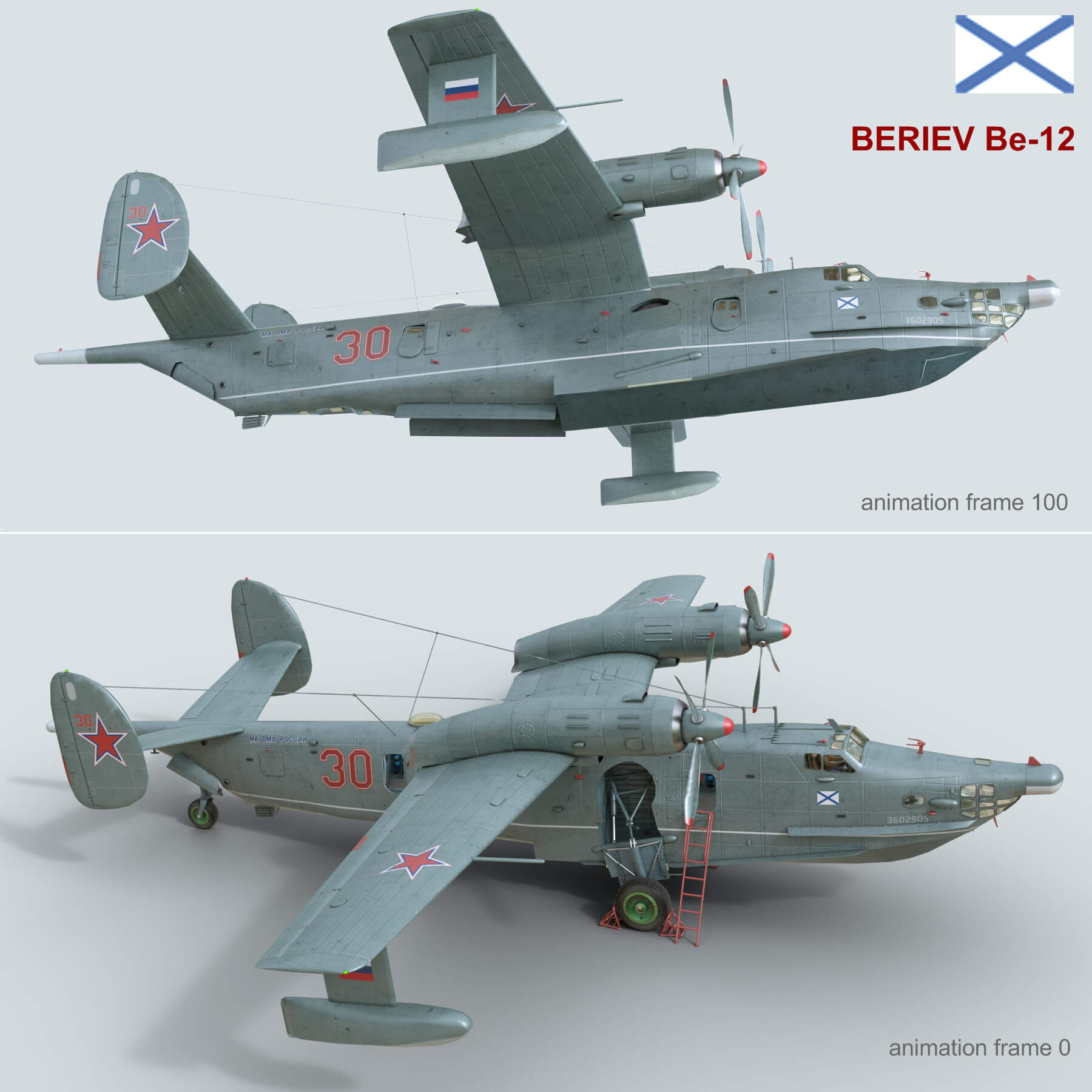 Beriev BE-12 RU Navi 3D Model by be-gemot