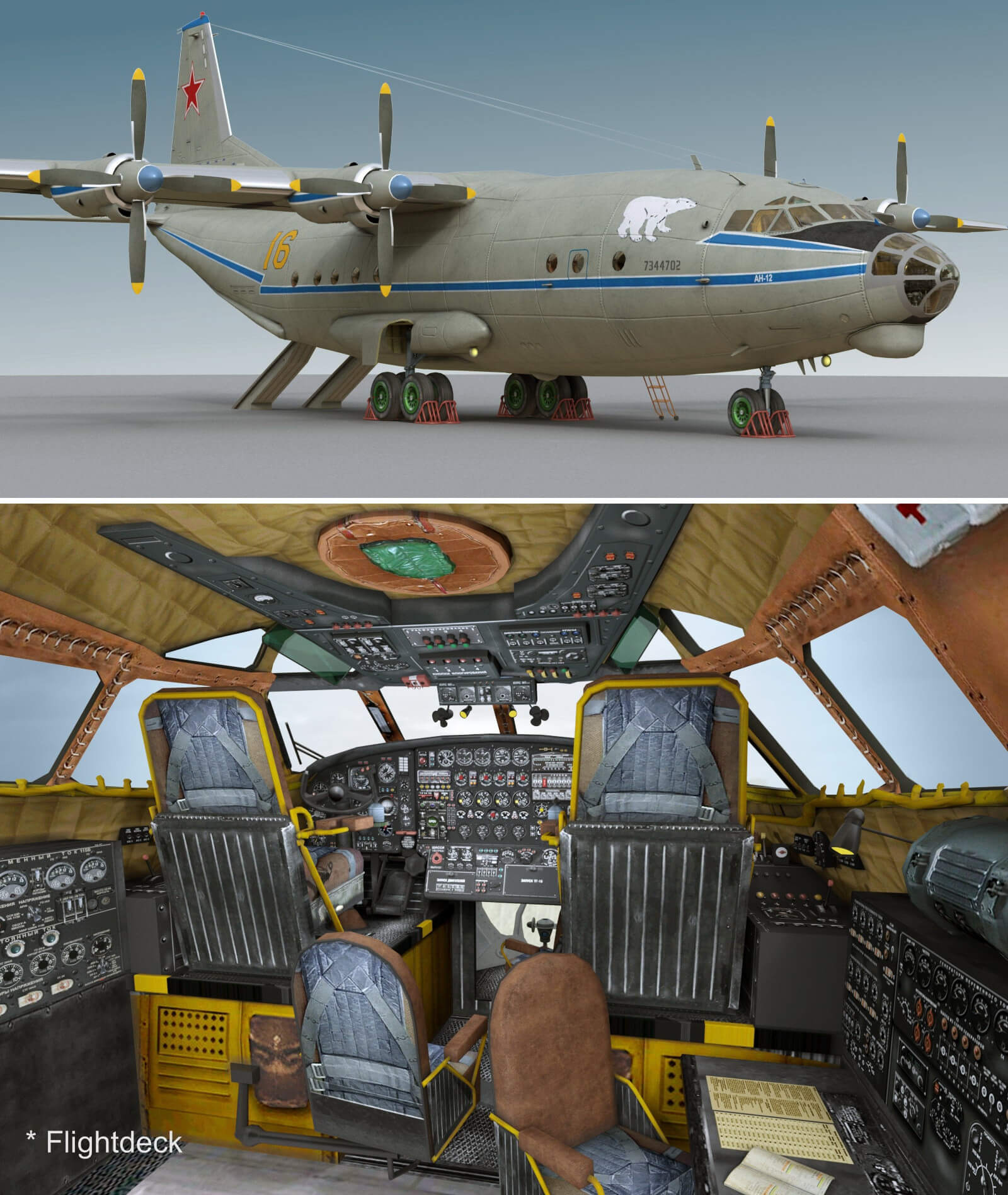 Antonov An-12B 3D Render, Digital Art by be-gemot